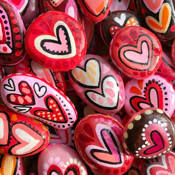 Painted Heart Rock - Etsy