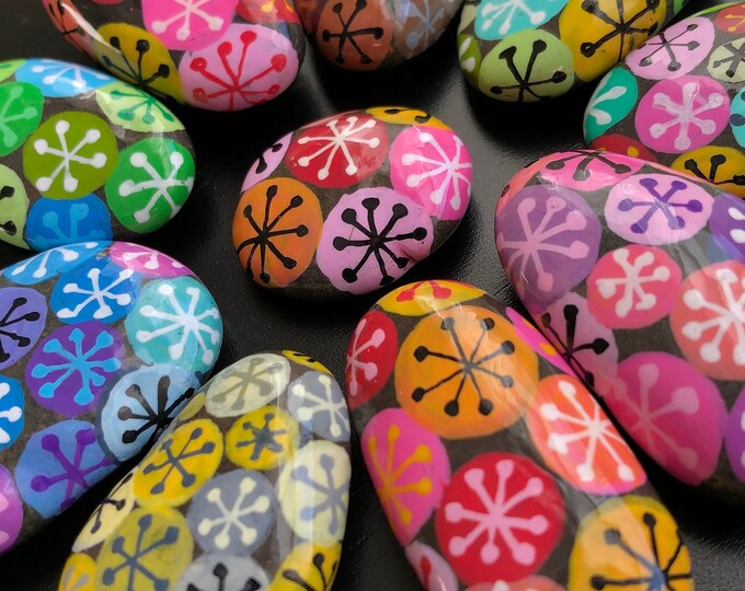 10 Small, Colorful Starburst Hand-painted Stones · Kindness Rocks - Etsy