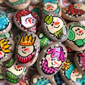 Snowman Pocket Rocks Very Small Hand-painted Snow Man - Etsy