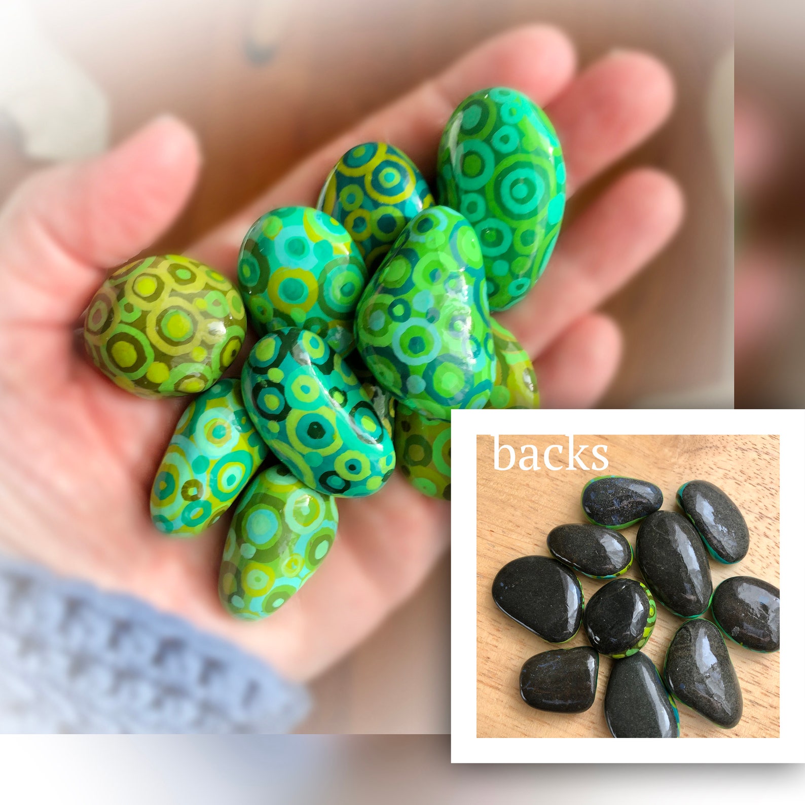 Sets of 10 Pretty Green Hand-painted Stones Kindness Rocks - Etsy