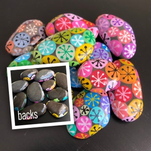10 Small Colorful Starburst Hand-painted Stones Kindness - Etsy
