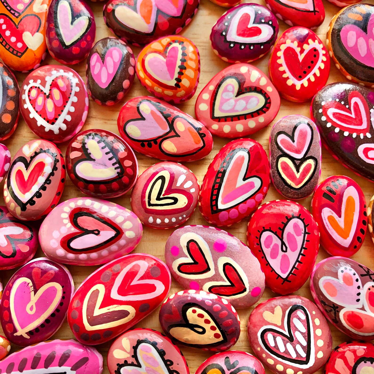 TINY Love and Hearts 3.0 Valentine Painted Heart Rocks - Etsy