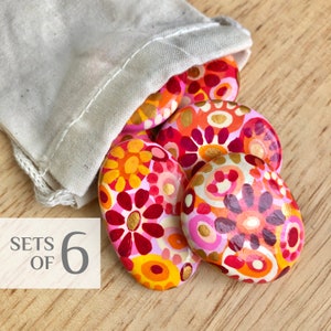 Groovy Floral Painted Stones · Sets of 6 Flower Power Rocks · in Reds ...