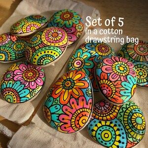 Boho-inspired Stones Sets of 5 Detailed Hand-painted Rocks - Etsy