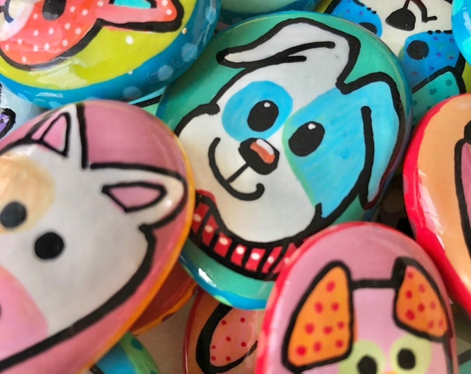 Painted Rocks for Dog Lovers, Sets of 3 or 6 Dogs · Gift for Dog People ...