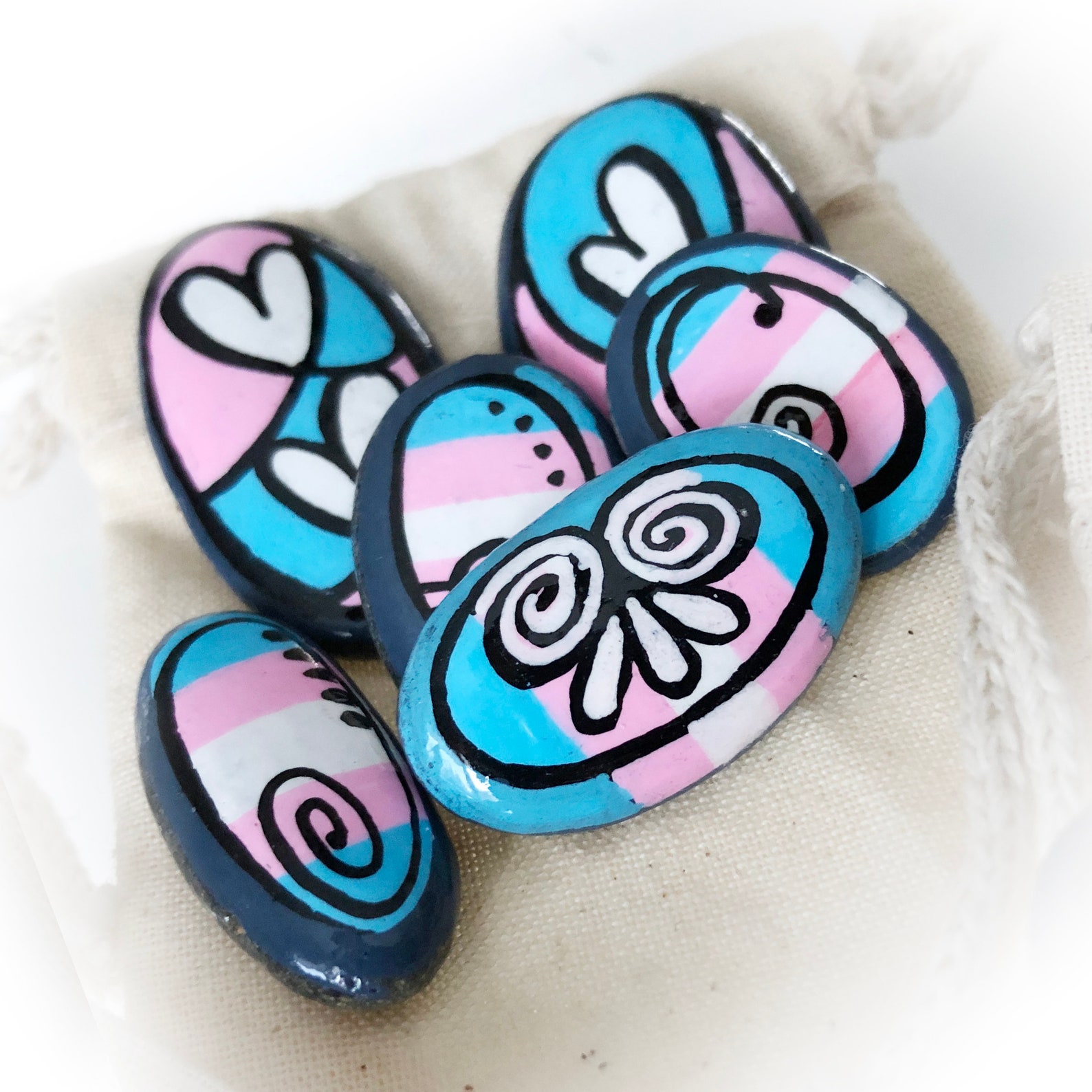 Transgender Pride Painted Rocks Set of 6 Tiny Kindness - Etsy