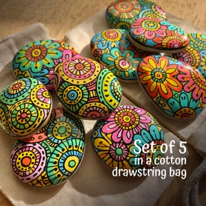 Boho-inspired Stones Sets of 5 Detailed Hand-painted Rocks - Etsy