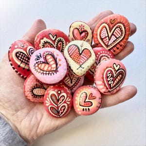 Set of 12 Lovingly Painted Sweetheart Stones · Valentine Party Favors ...