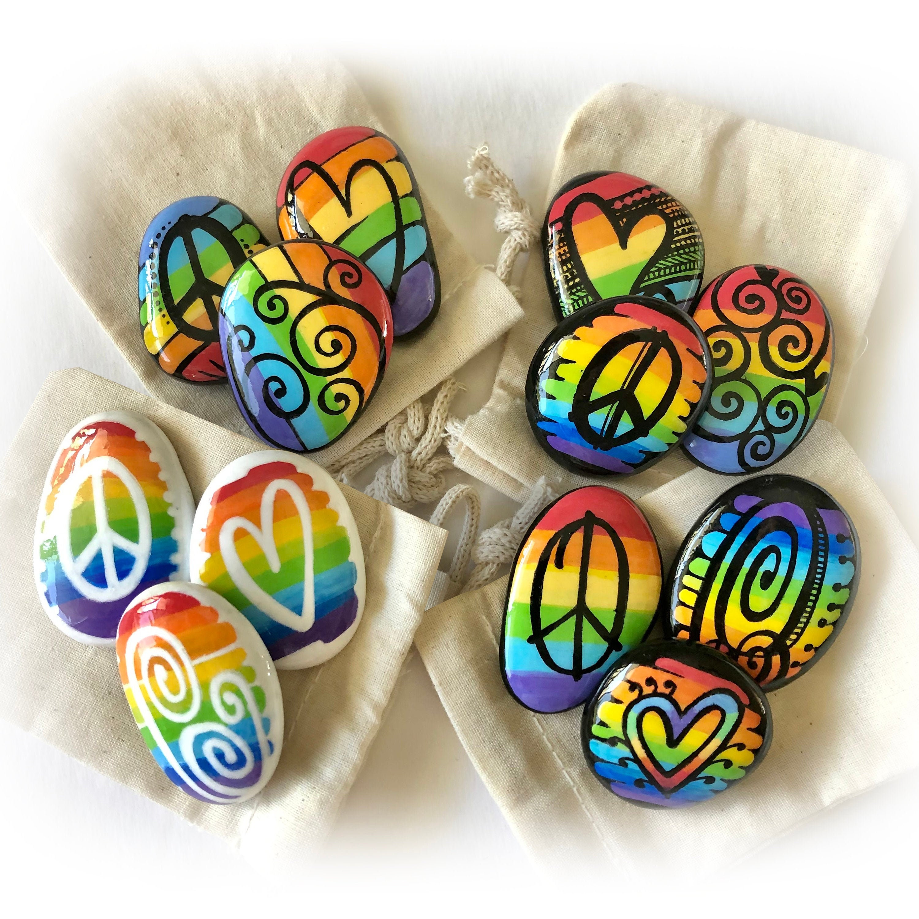 Gay Pride Rocks Rainbow Painted Stones Set of 3 Small - Etsy