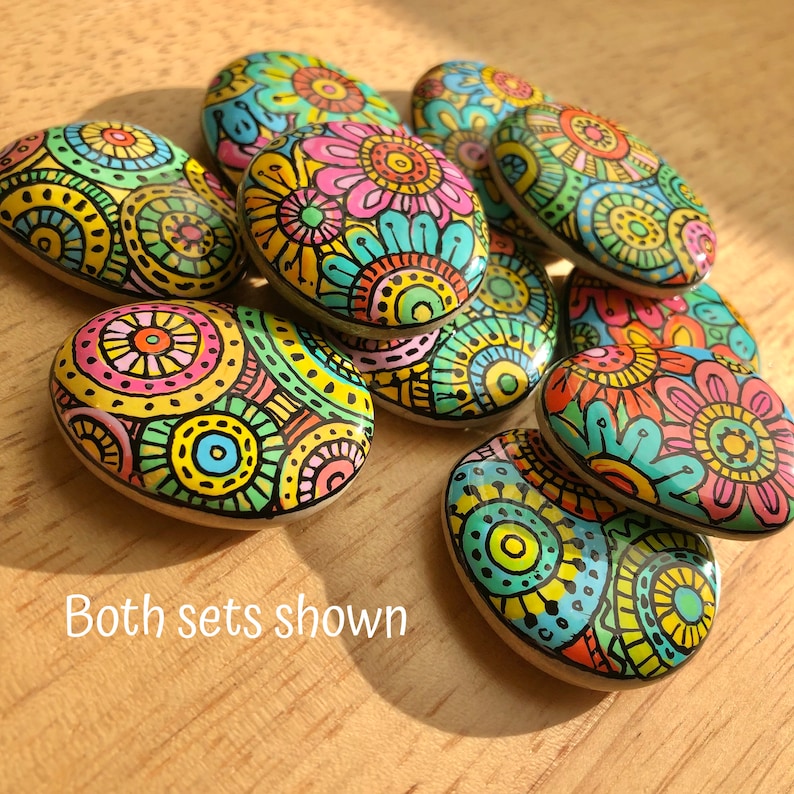 Boho-inspired Stones Sets of 5 Detailed Hand-painted Rocks - Etsy