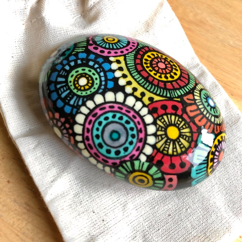 Single Boho-inspired Hand-painted Stone With Mandala Designs - Etsy