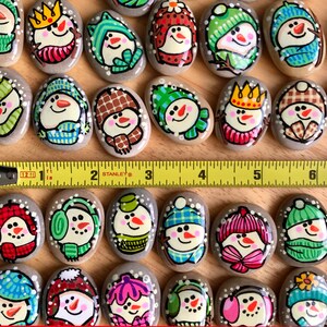 Snowman Pocket Rocks Very Small Hand-painted Snow Man - Etsy