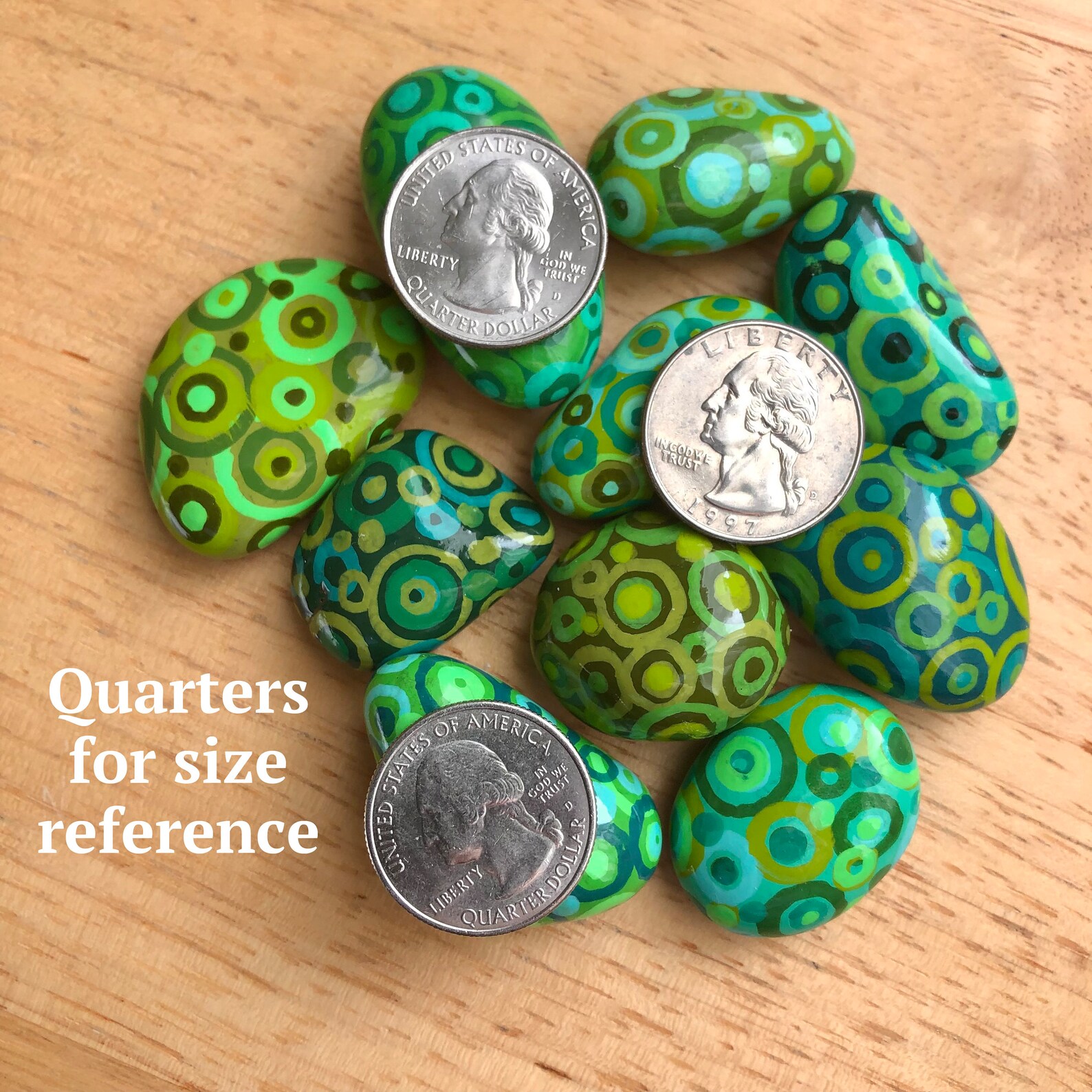 Sets of 10 Pretty Green Hand-painted Stones · Kindness Rocks - Etsy