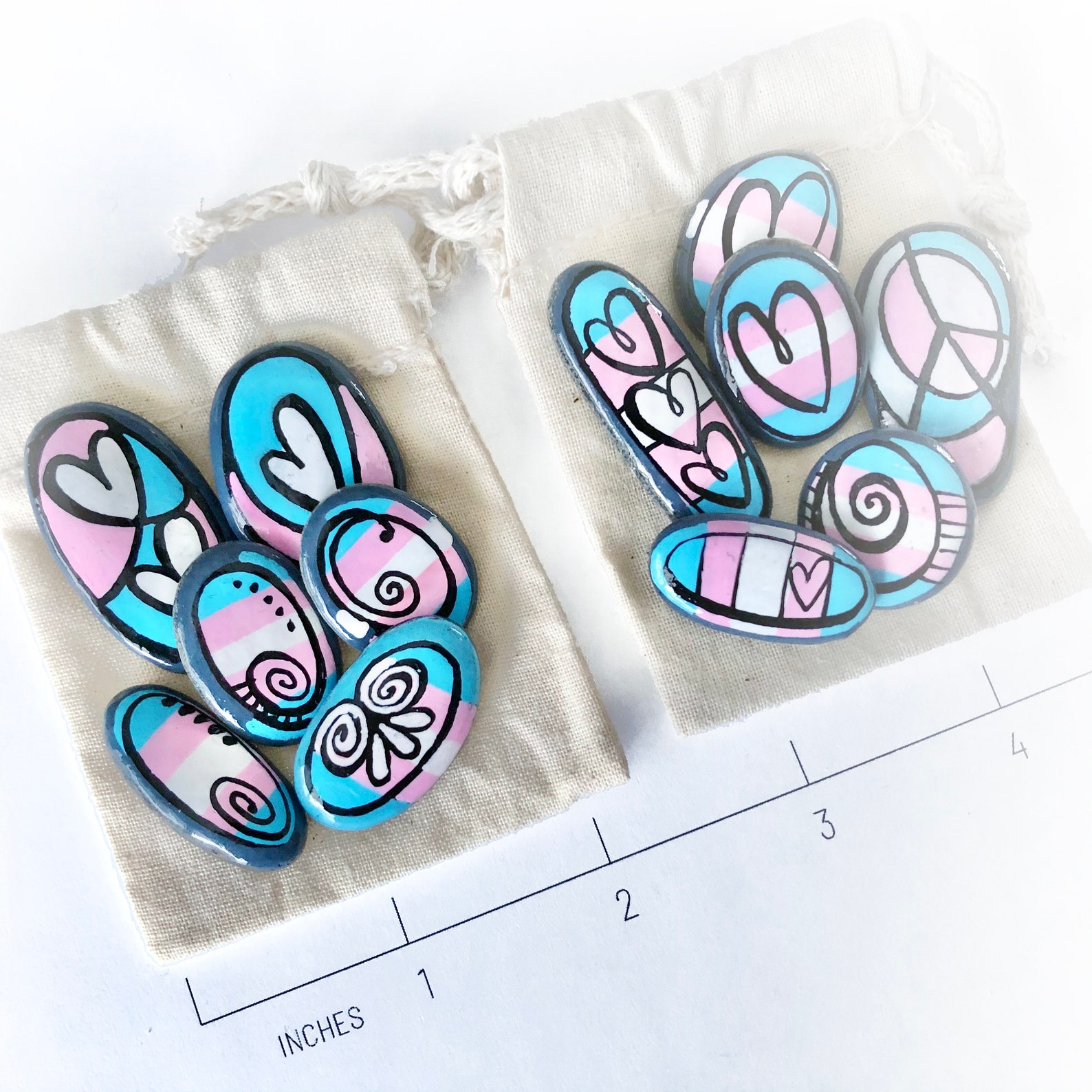 Transgender Pride Painted Rocks • Set of 6 Tiny Kindness Pocket Stones ...