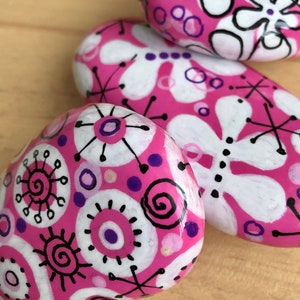 Set of 3 Hand-painted Stones · Pretty Pink Kindness Rocks · 360 Degree ...