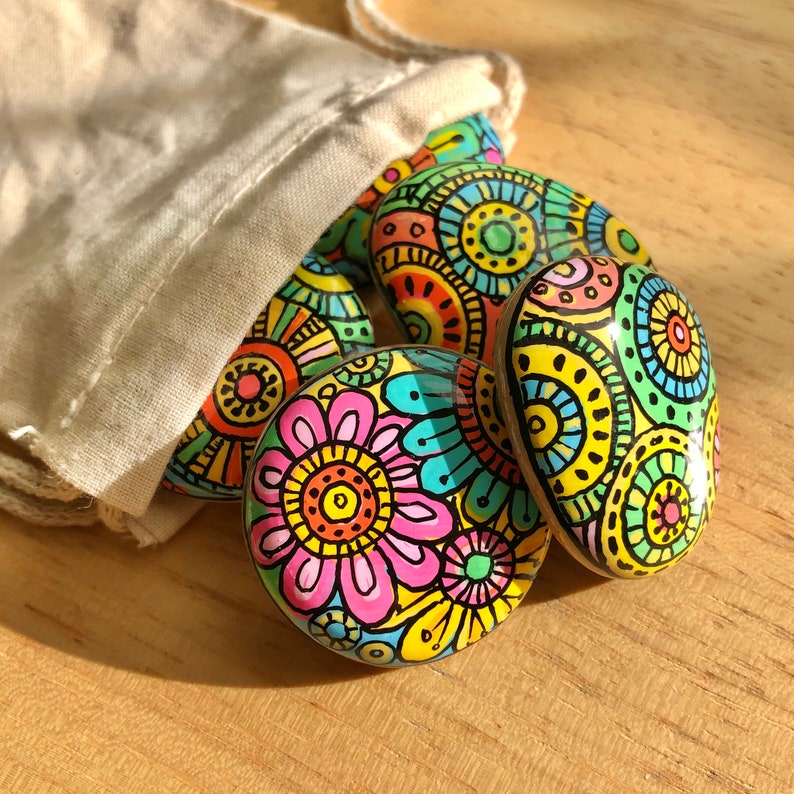 Boho-inspired Stones Sets of 5 Detailed Hand-painted Rocks - Etsy