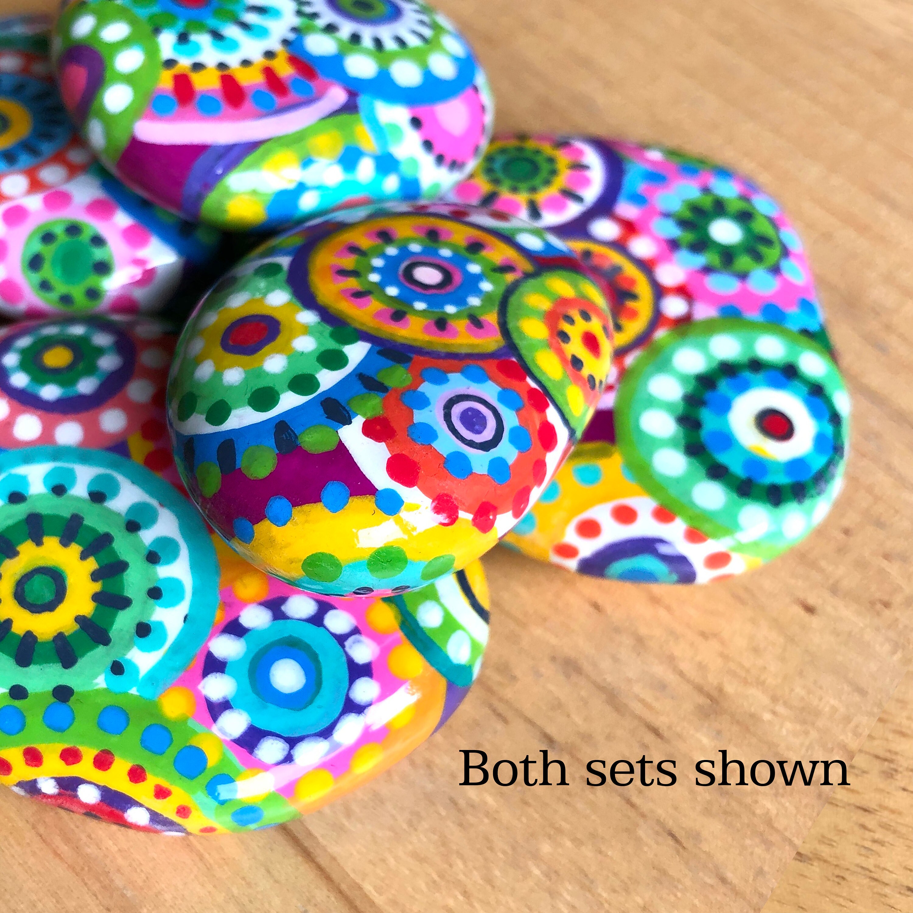 Bright Fun Colorful Hand-painted Stones Cheerful Colors - Etsy