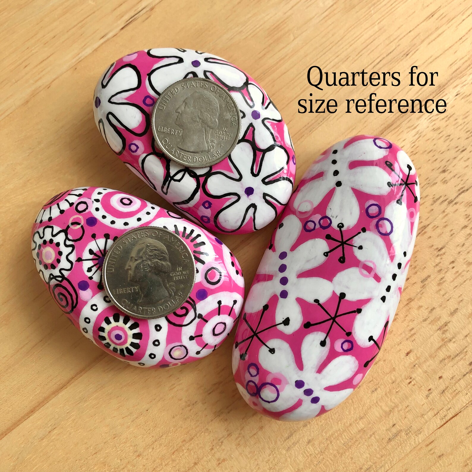 Set of 3 Hand-painted Stones Pretty Pink Kindness Rocks - Etsy