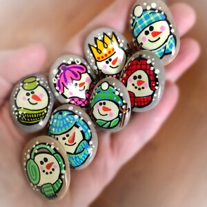 Snowman Pocket Rocks Very Small Hand-painted Snow Man - Etsy