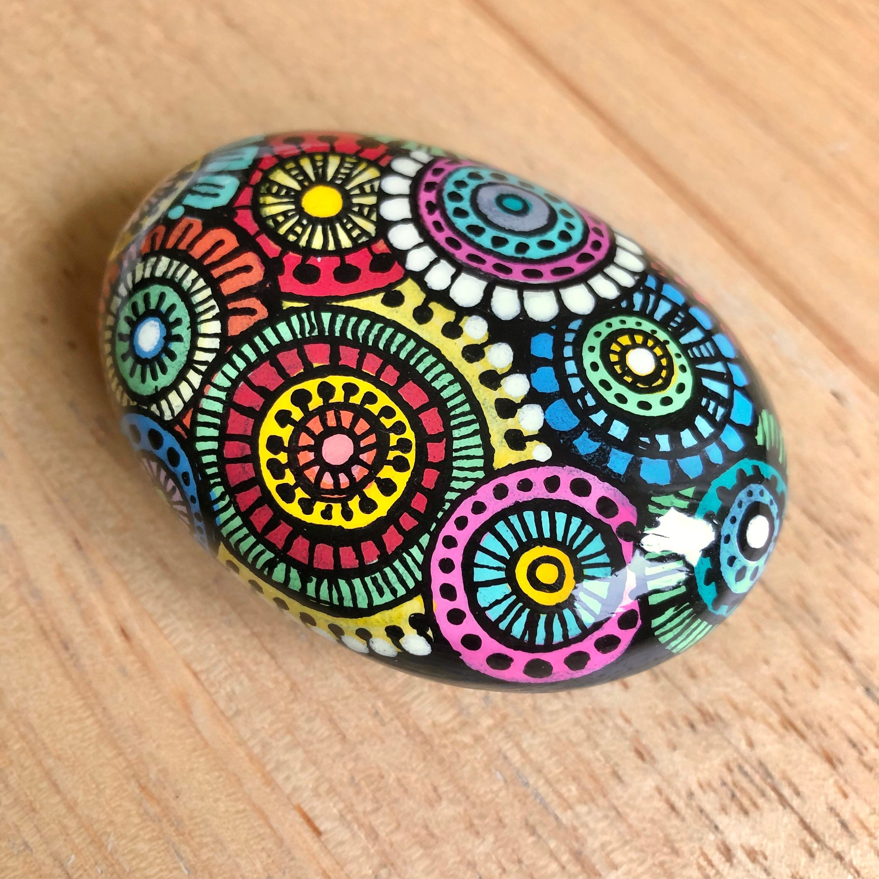Single Boho-inspired Hand-painted Stone With Mandala Designs | Etsy