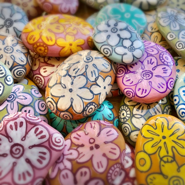 Painted Rocks Flowers - Etsy