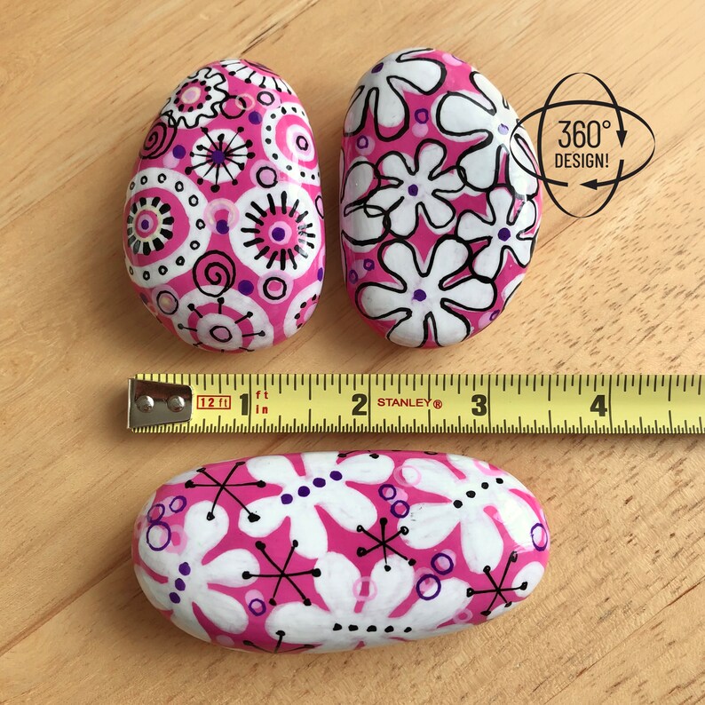 Set of 3 Hand-painted Stones Pretty Pink Kindness Rocks - Etsy