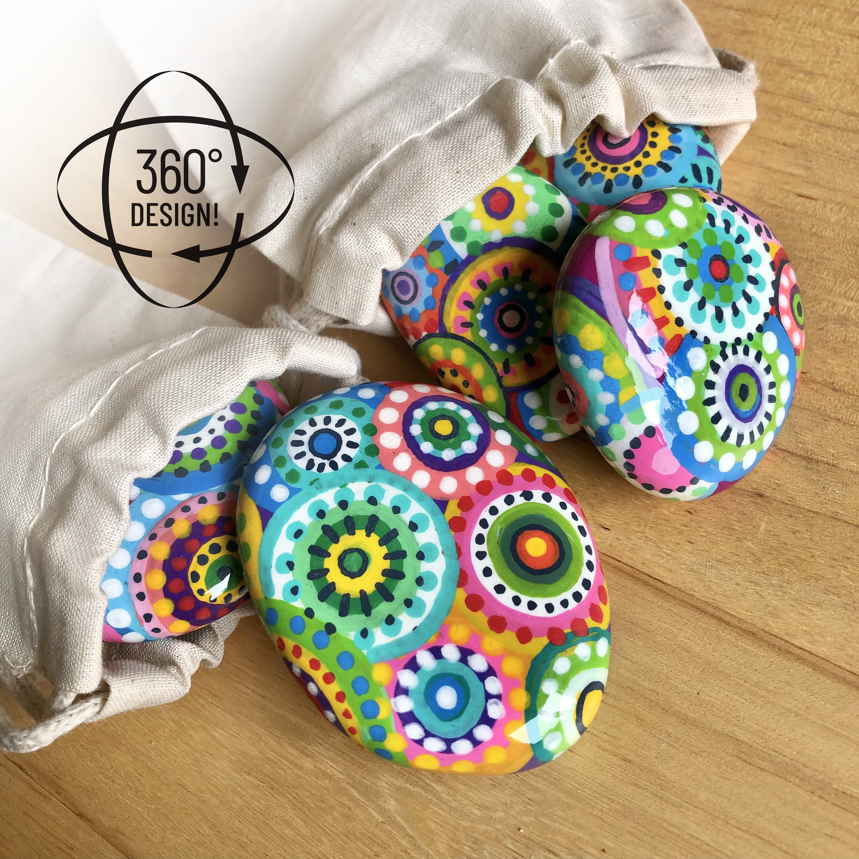 Bright Fun Colorful Hand-painted Stones Cheerful Colors - Etsy