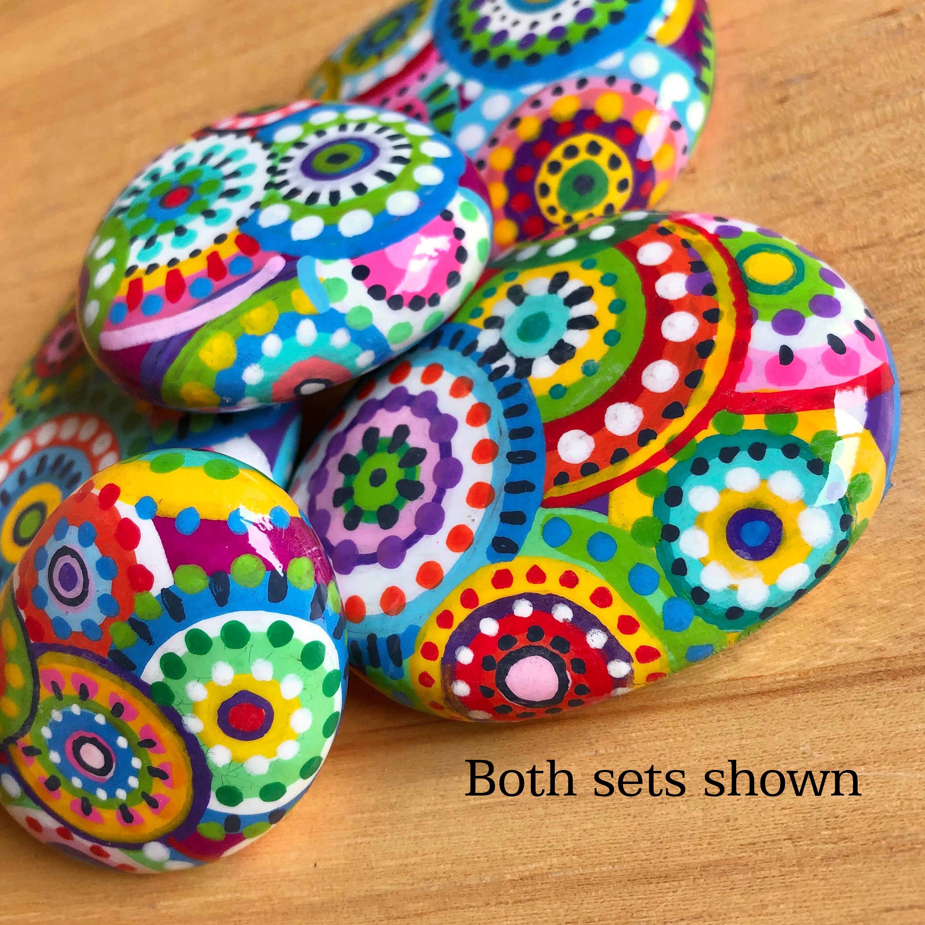 Bright Fun Colorful Hand-painted Stones Cheerful Colors - Etsy