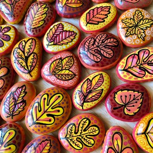Fall Leaves Painted Art Stones Ver 2.0 · Sets of 5 Autumn Leaf Painted ...