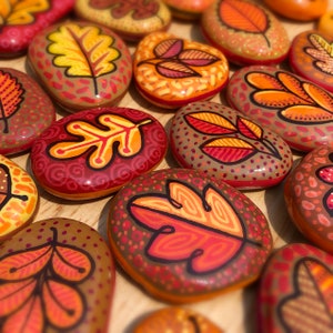 Fall Leaves Painted Art Stones Ver 2.0 · Sets of 5 Autumn Leaf Painted ...