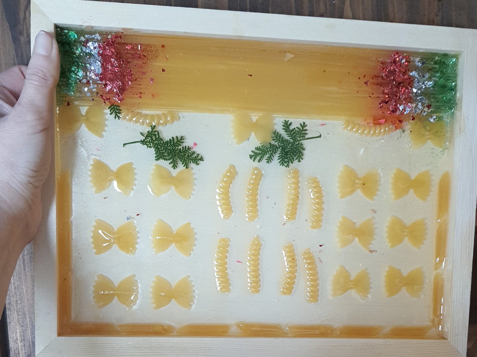 Epoxy Resin Painting With Real Italian Pasta and Glitter With - Etsy