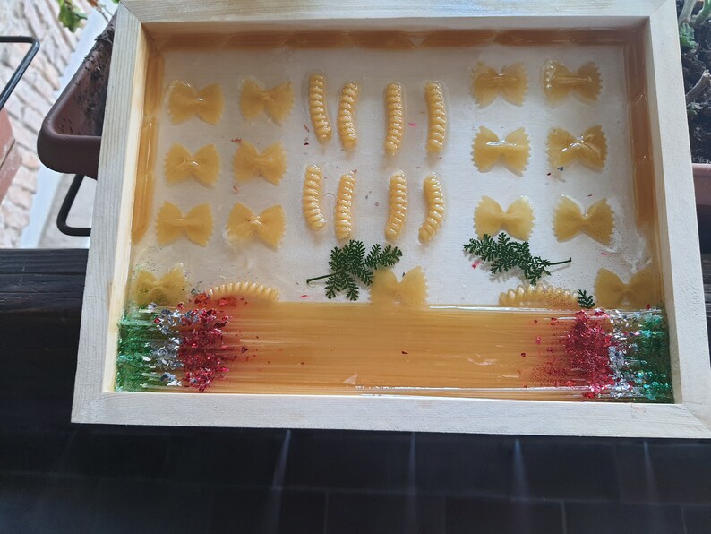 Epoxy Resin Painting With Real Italian Pasta and Glitter With - Etsy