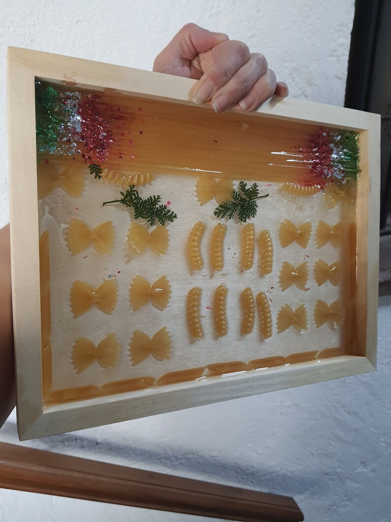 Epoxy Resin Painting With Real Italian Pasta and Glitter With - Etsy