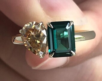 Two Color Stone Ring - Etsy