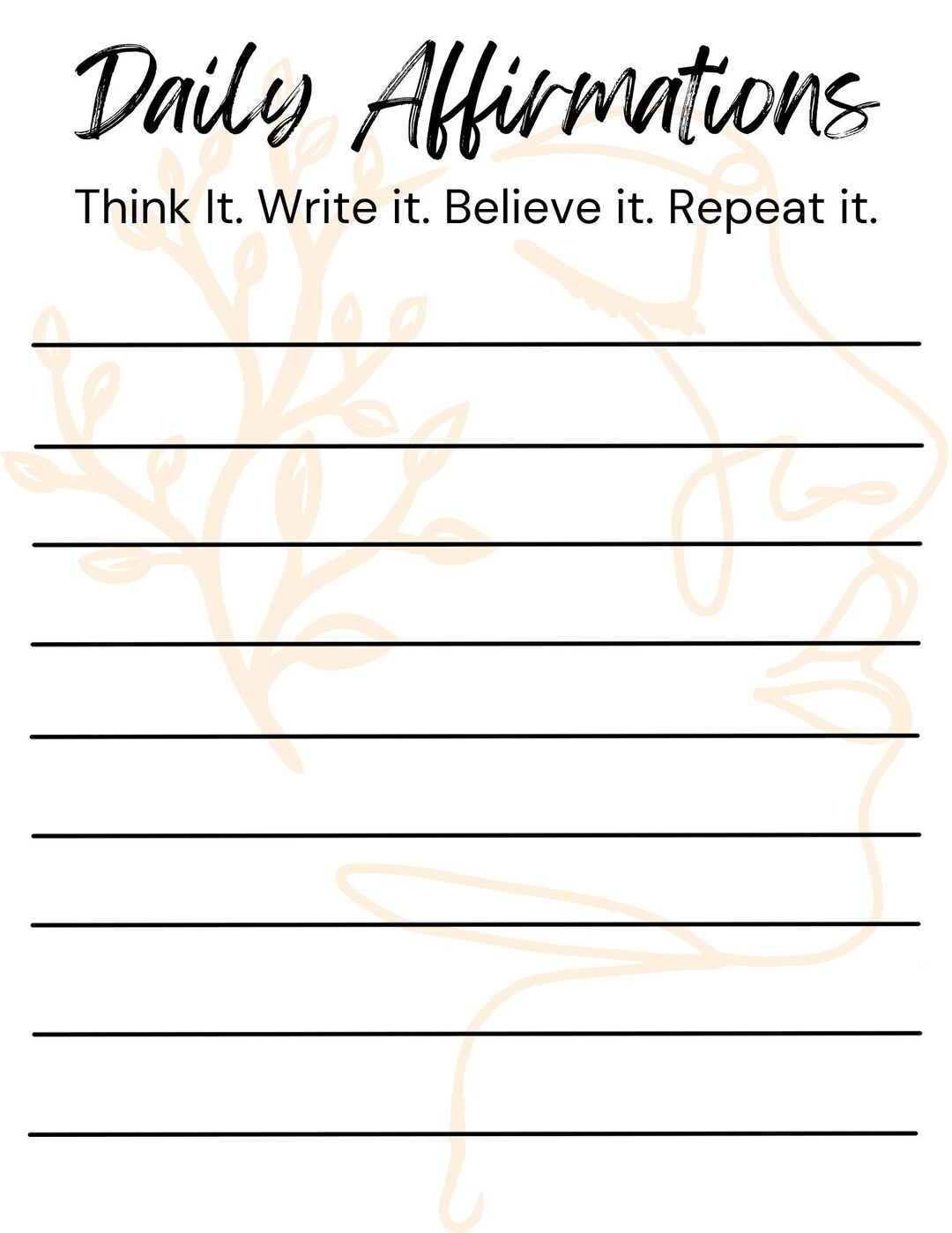 Daily Affirmations Printable/fillable US Letter - Etsy