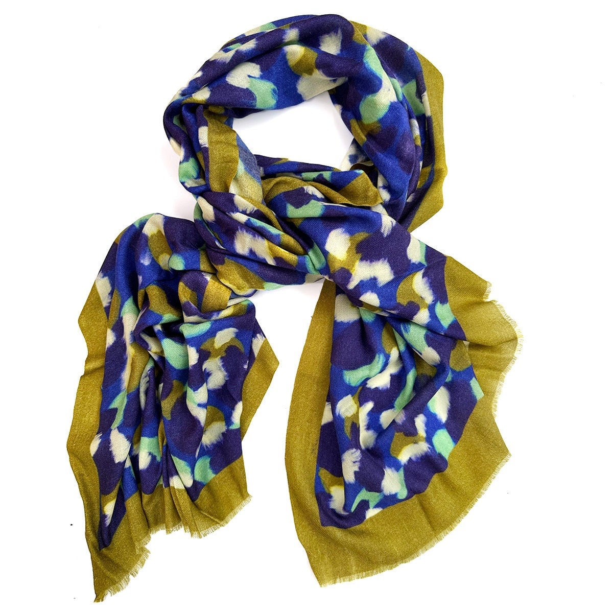 Luxury Wool Silk Blend Large Rectangle Scarf | Wool Silk Mix Shawl With ...