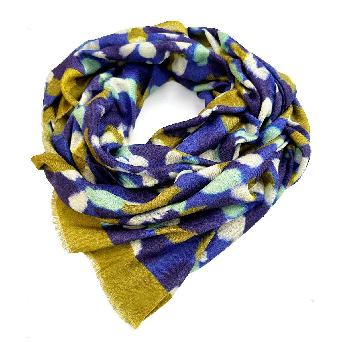 Luxury Wool Silk Blend Large Rectangle Scarf | Wool Silk Mix Shawl With ...