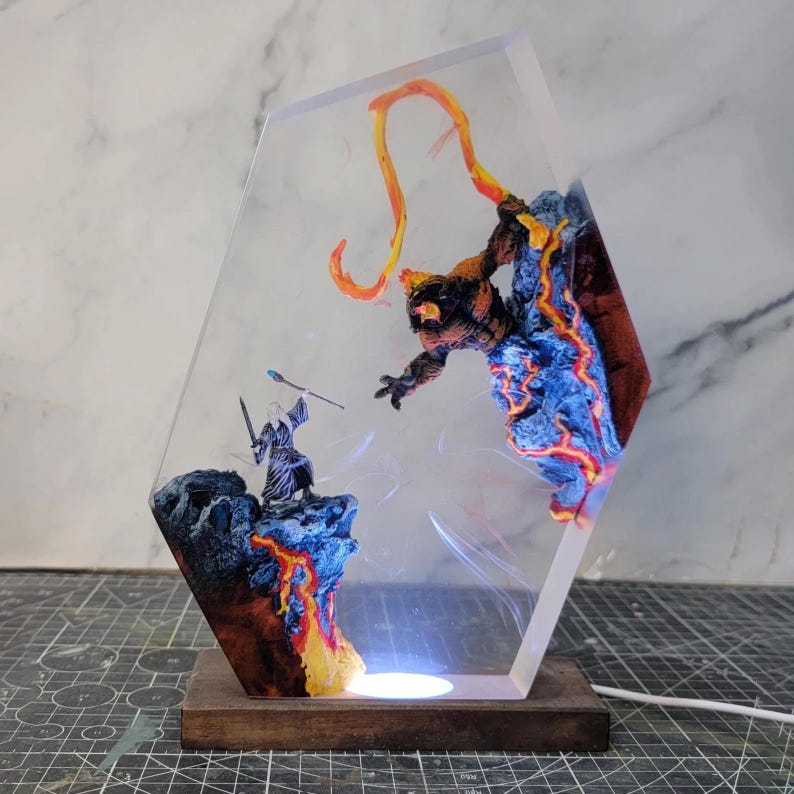 Gandalf Vs Balrog Resin Lamp | Lord of the Rings Diorama Light ...