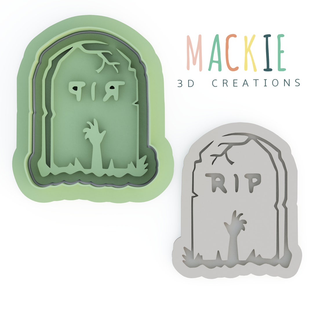 Halloween Tombstone Cookie Cutter & Stamp Set Spooky Baking - Etsy