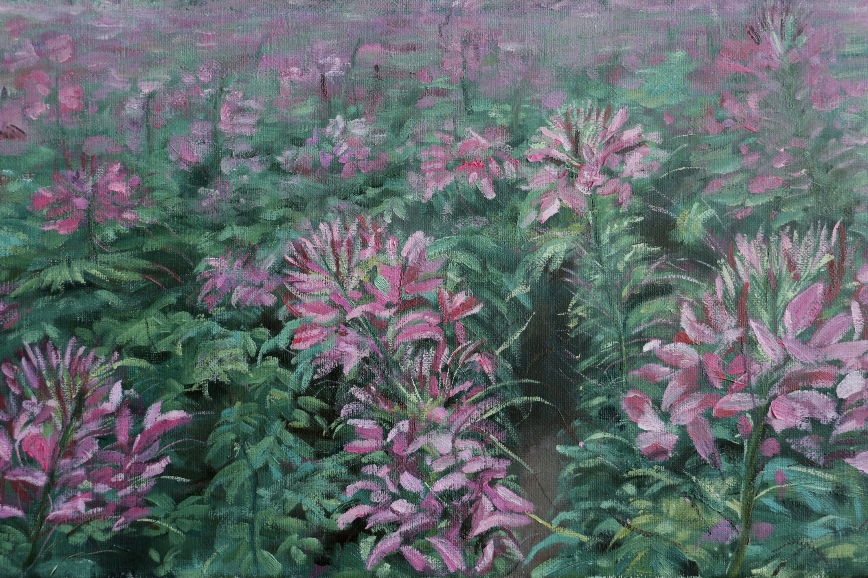 Impressionism Realistic Art - Landscape Painting - Purple Flowers ...