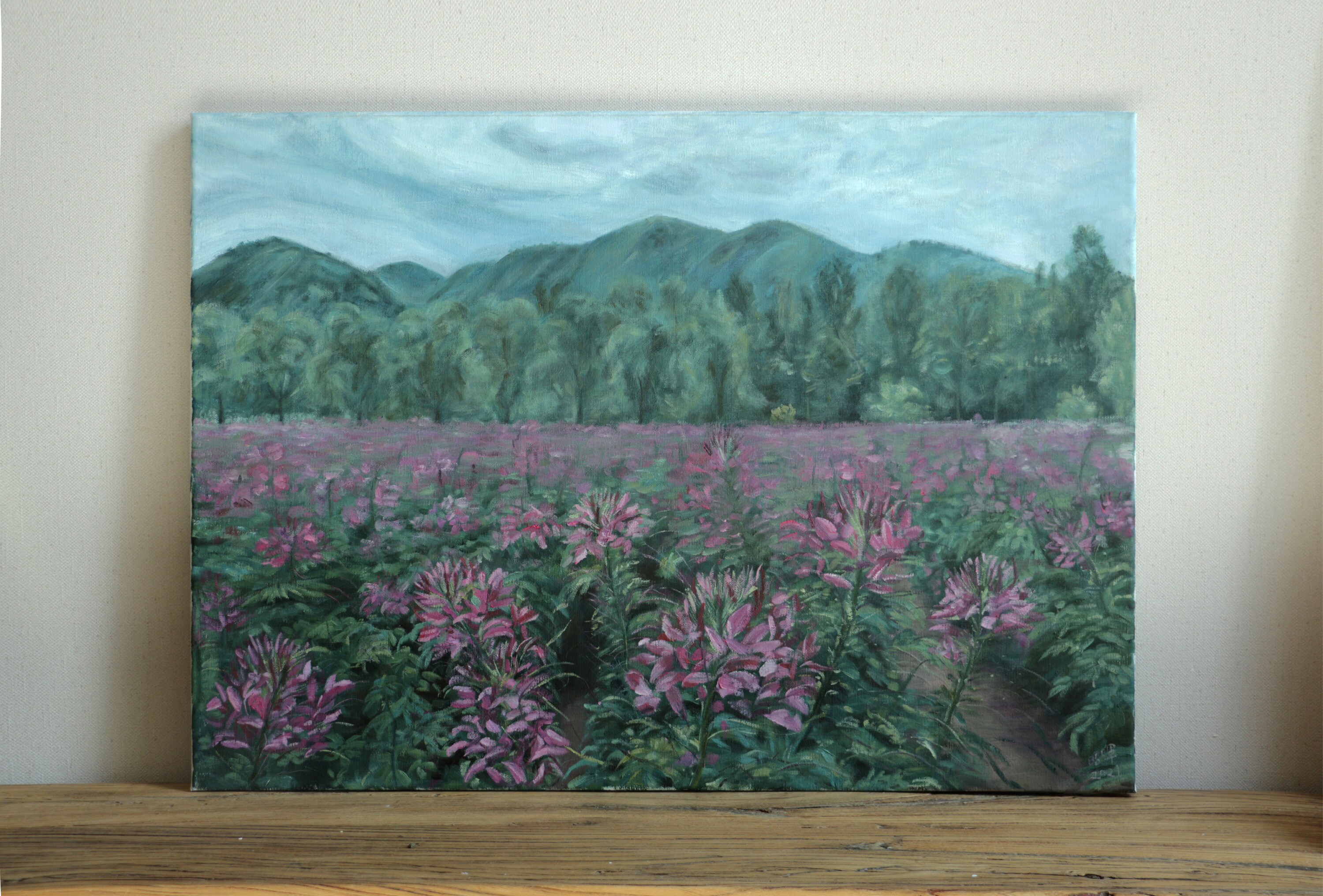 Impressionism Realistic Art - Landscape Painting - Purple Flowers ...