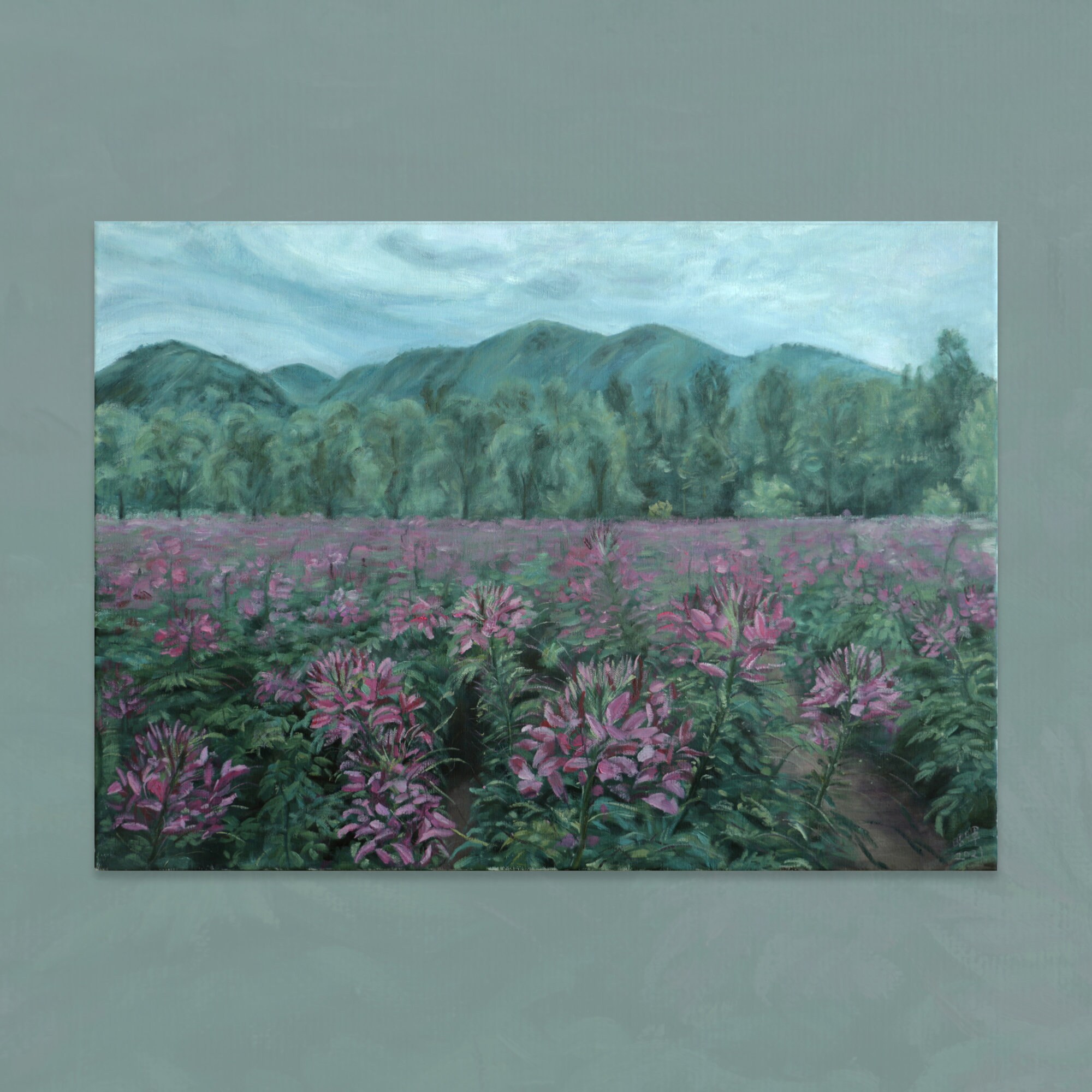 Impressionism Realistic Art - Landscape Painting - Purple Flowers ...