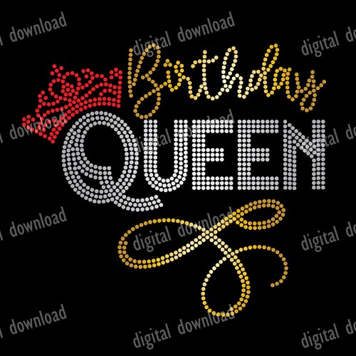 Crown Birthday Queen Rhinestone Template for Cricut Birthday - Etsy