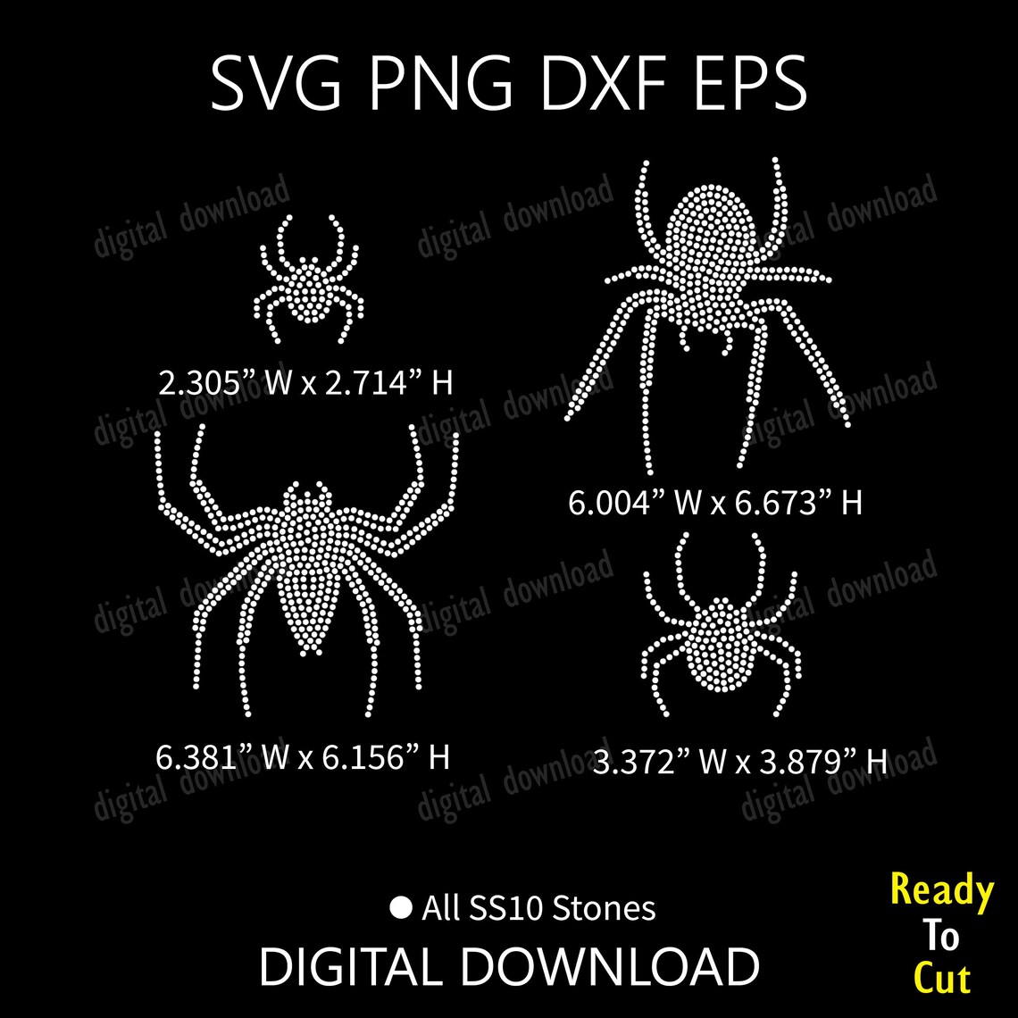 4 in 1 Spider Rhinestone Template Halloween Rhinestone Cricut - Etsy