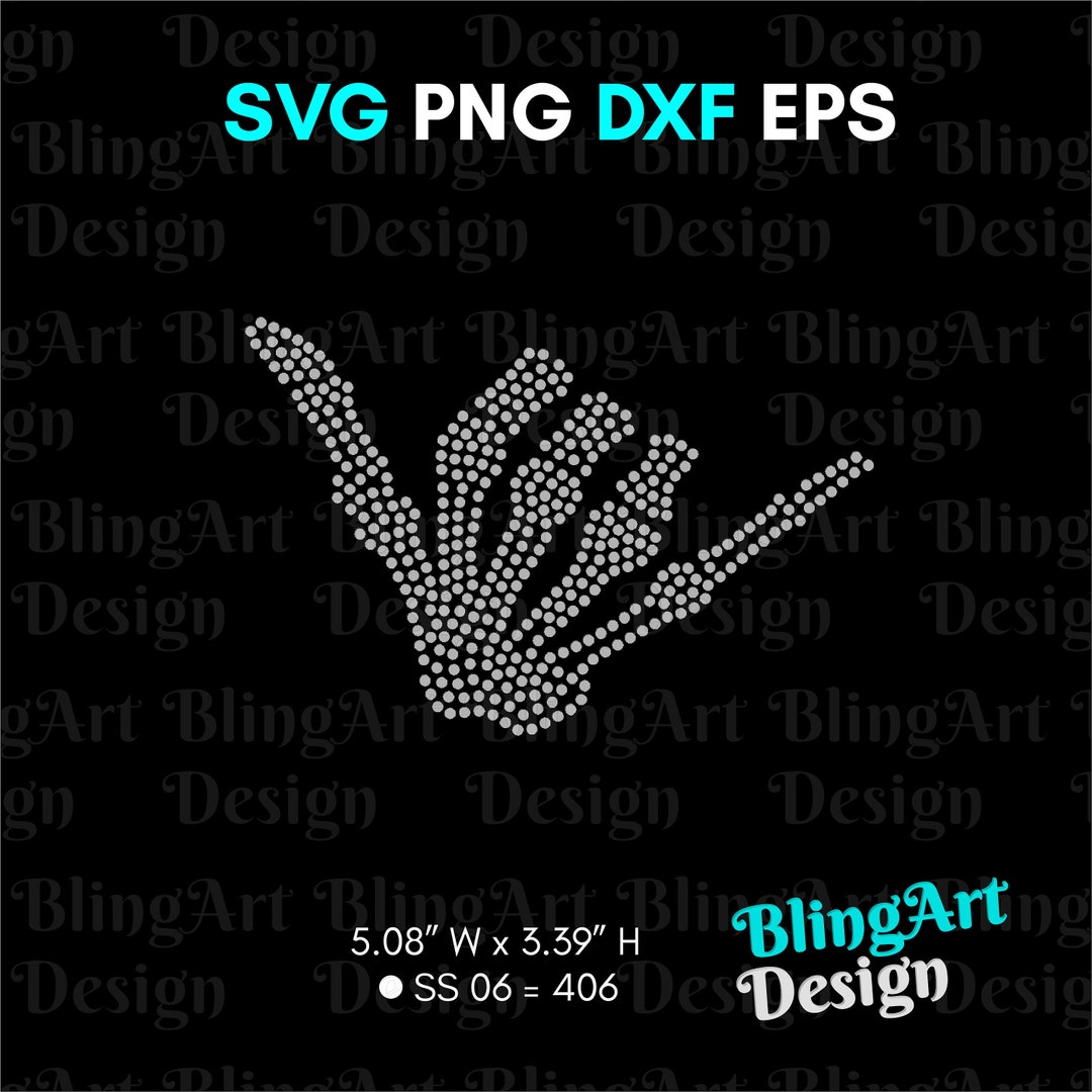 Shaka Sign Rhinestone Template for Cricut, Shaka Sign SVG Cut Files ...