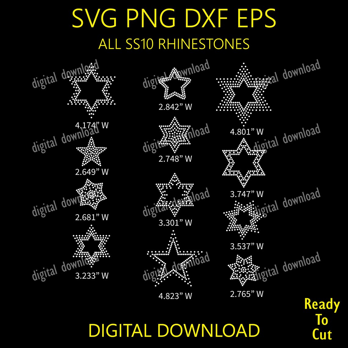 13 Designs Bundle Stars Rhinestone Template for Cricut Stars - Etsy