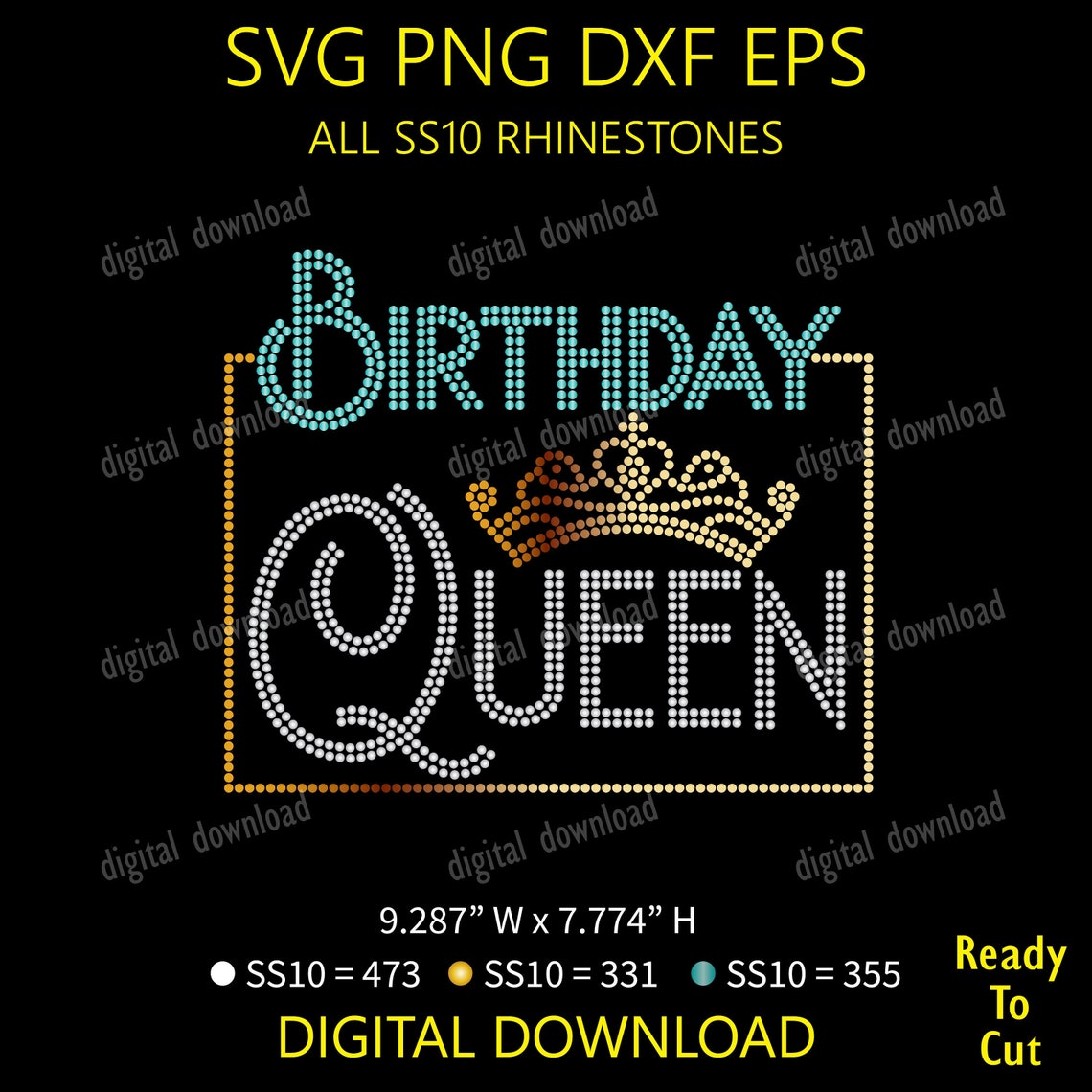 Birthday Queen Rhinestone Template for Cricut Birthday Queen - Etsy