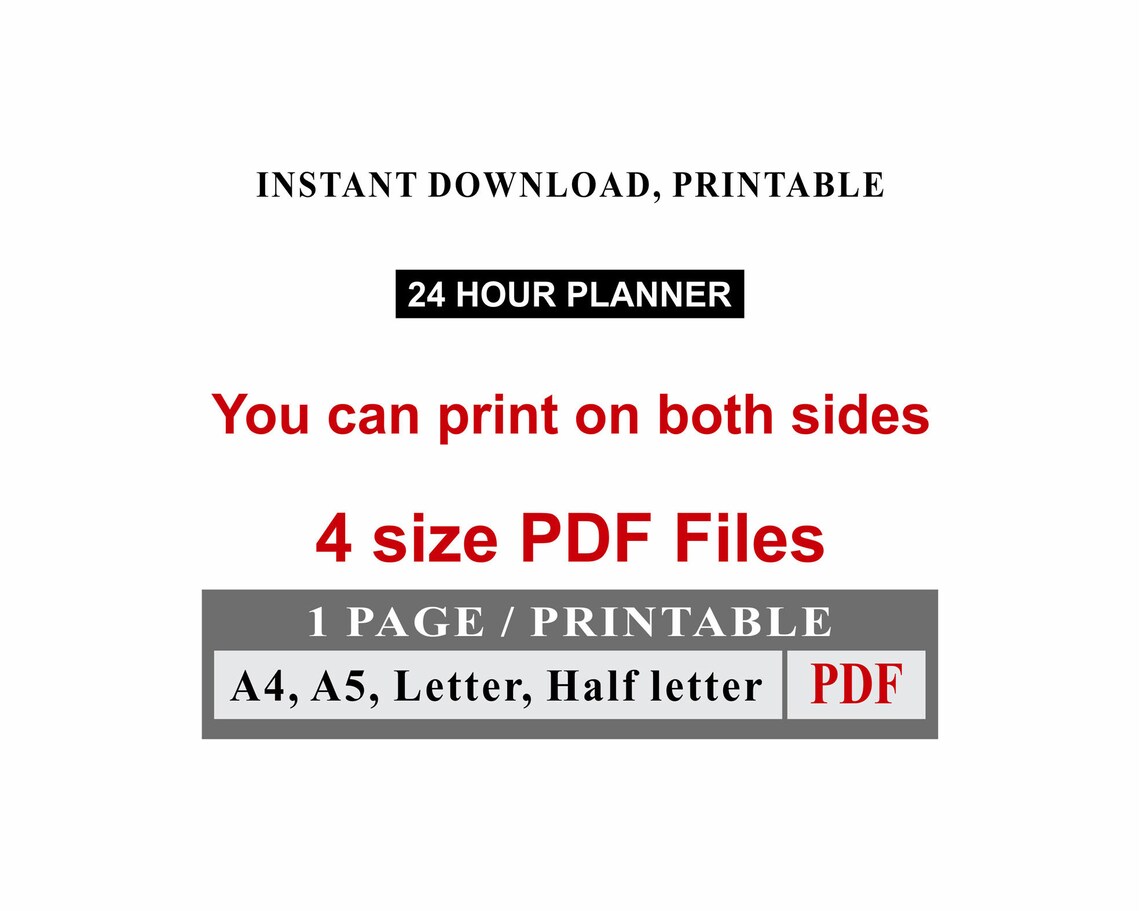 Daily Planner Printable 24 Hour Daily to Do List for Personal - Etsy