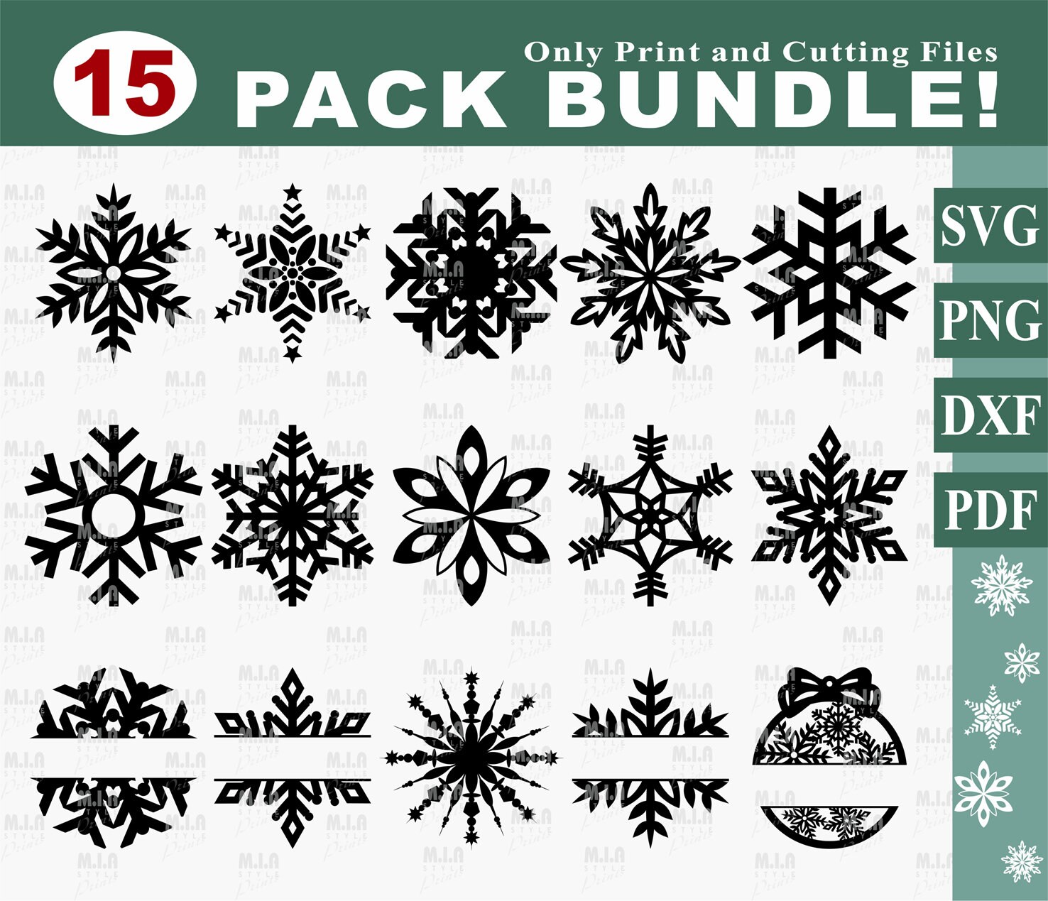 Snowflake Svg Bundle Christmas Snowflake Svg Snowflake Clipart Winter ...