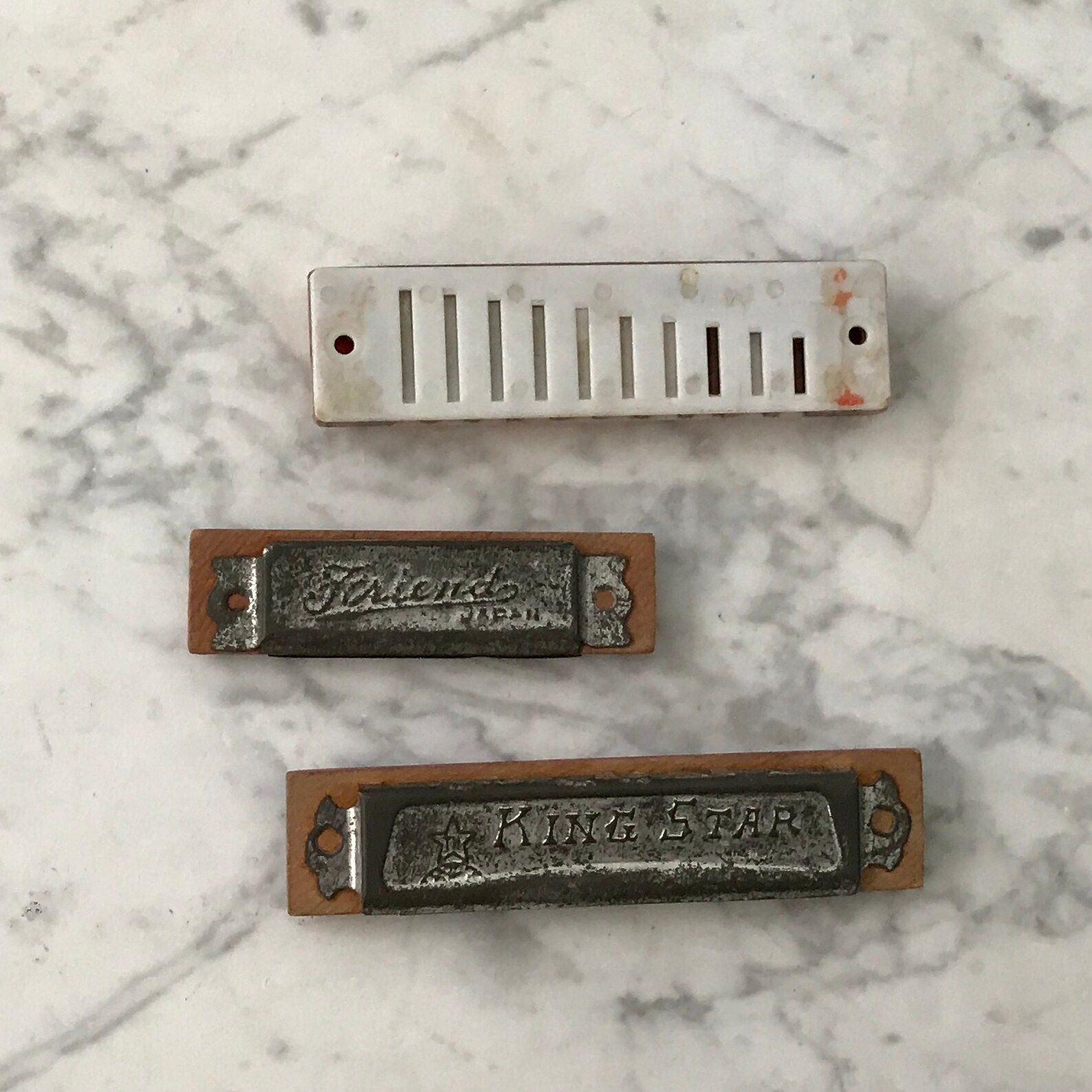 VINTAGE KING STAR Harmonica, Set of 3, Plastic Injecto Corp Harmonica ...